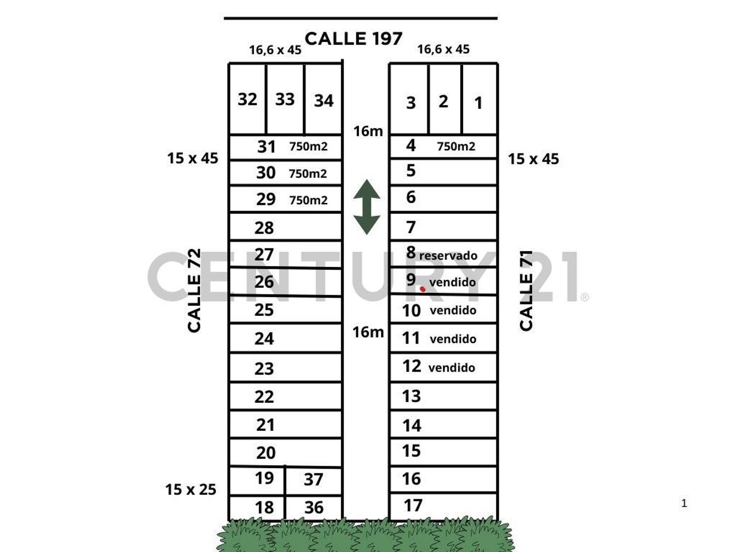 Venta Terreno, 16,66mts frente, 45mts fondo, 197 Y 72 piso 0, Lisandro ...